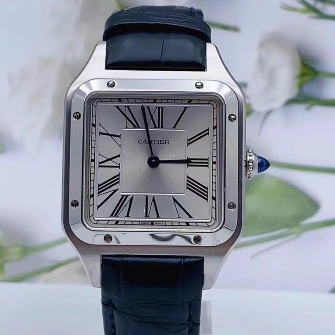 Cartier Santos-Dumont Watch Large Model Steel And Blue Alligator ...
